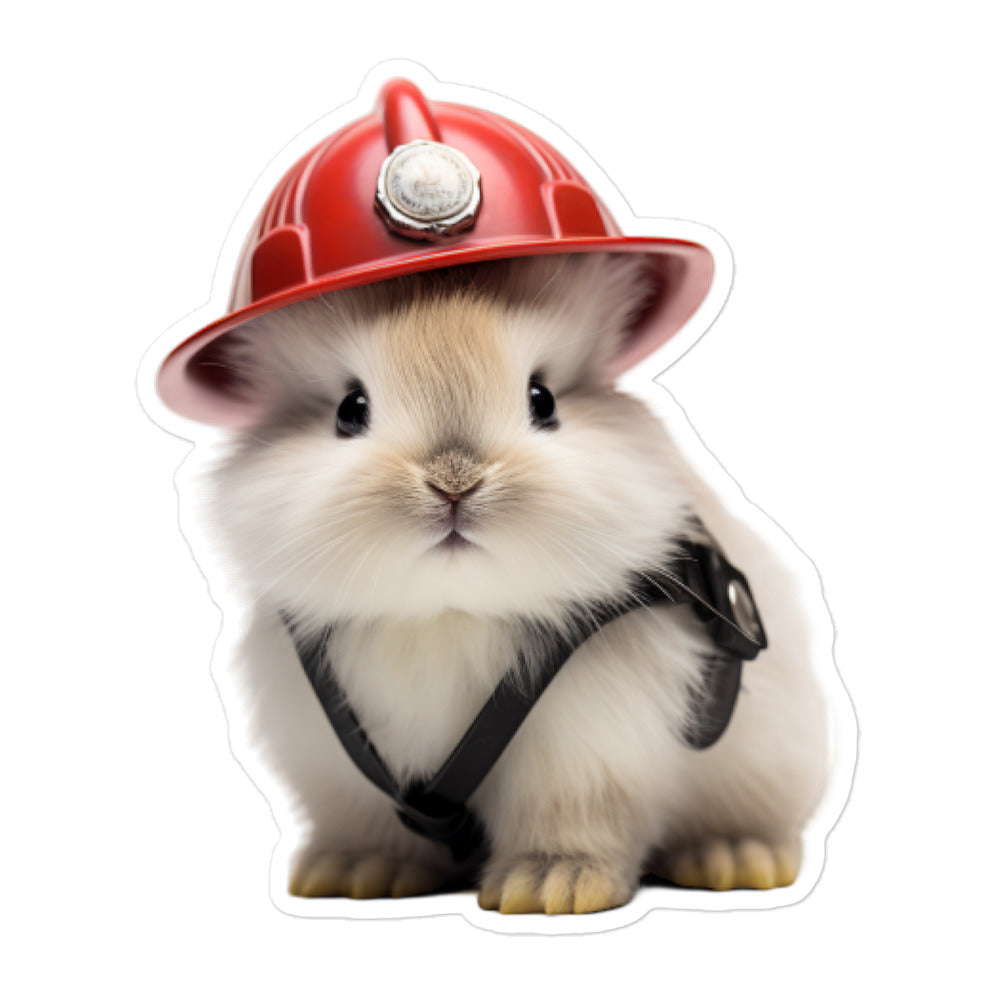Dwarf Hotot Brave Firefighter Bunny Sticker 🐰 from Stickerfy.ai