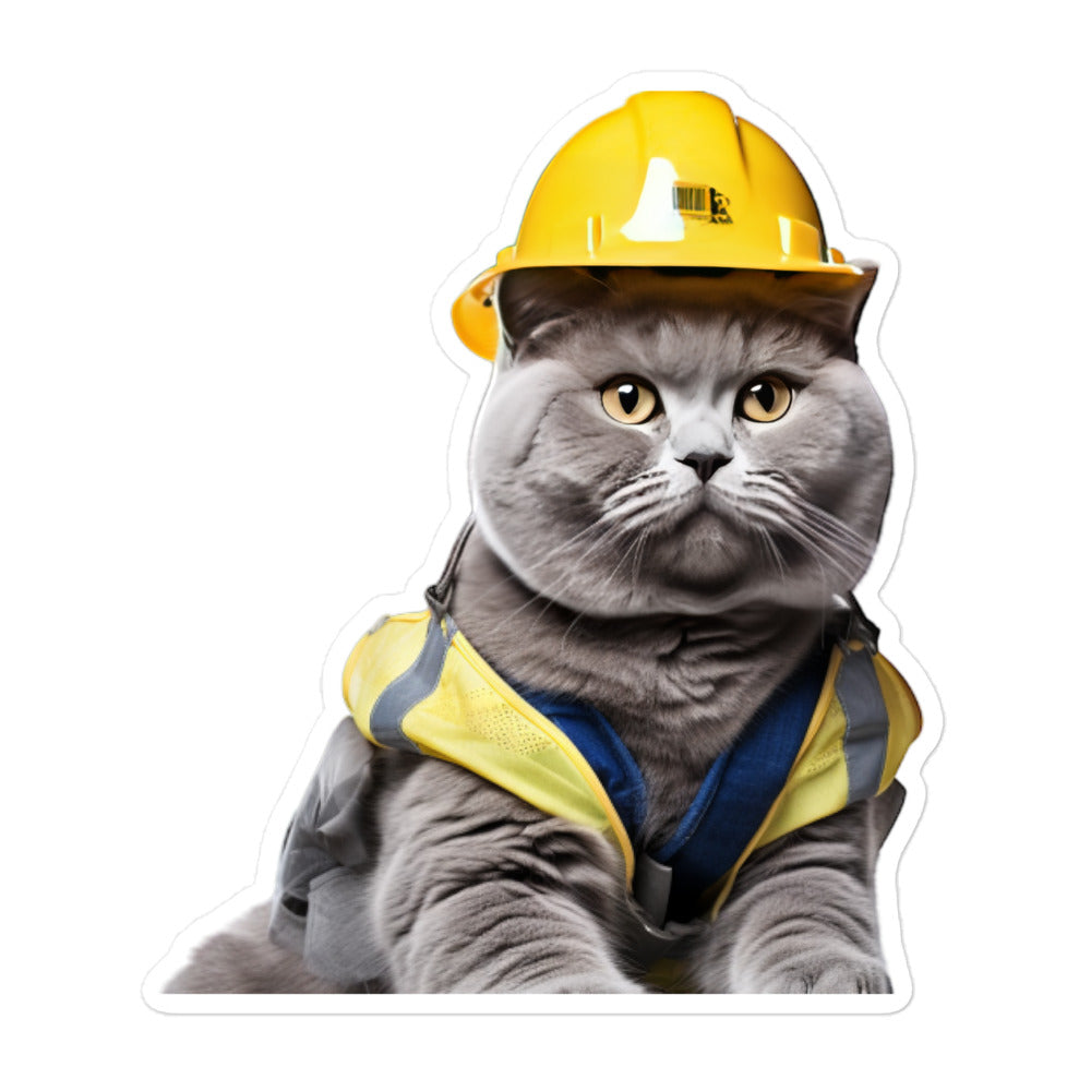 British Shorthair Contractor Sticker 🐱 from Stickerfy.ai