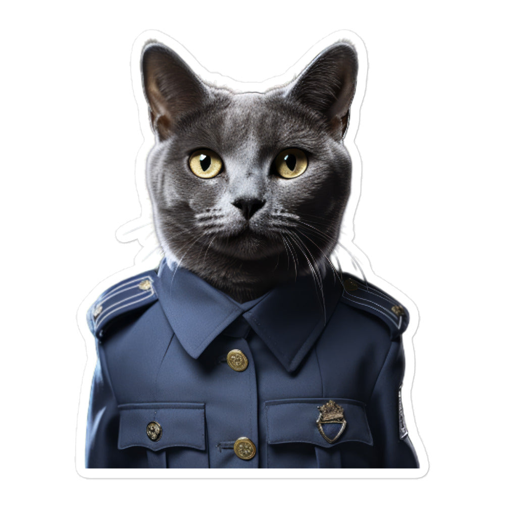 Russian Blue Security Officer Sticker 🐱 from Stickerfy.ai