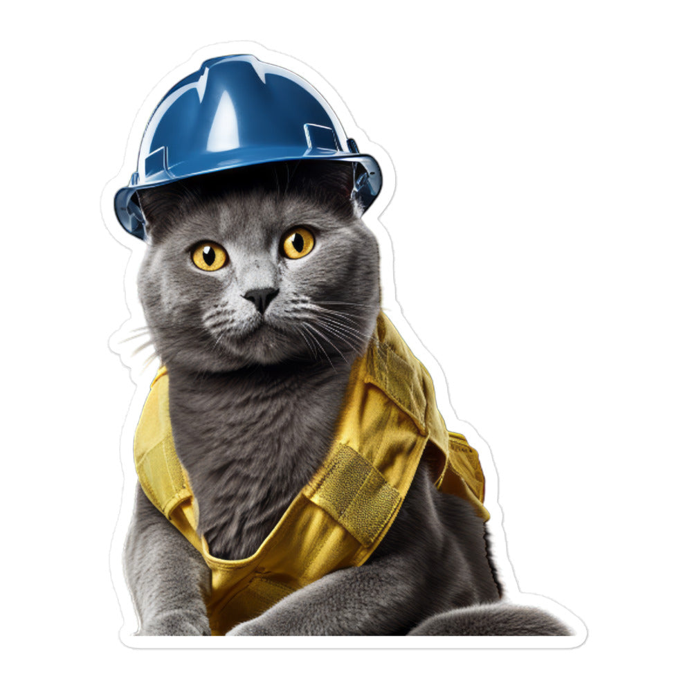 Russian Blue Contractor Sticker 🐱 from Stickerfy.ai