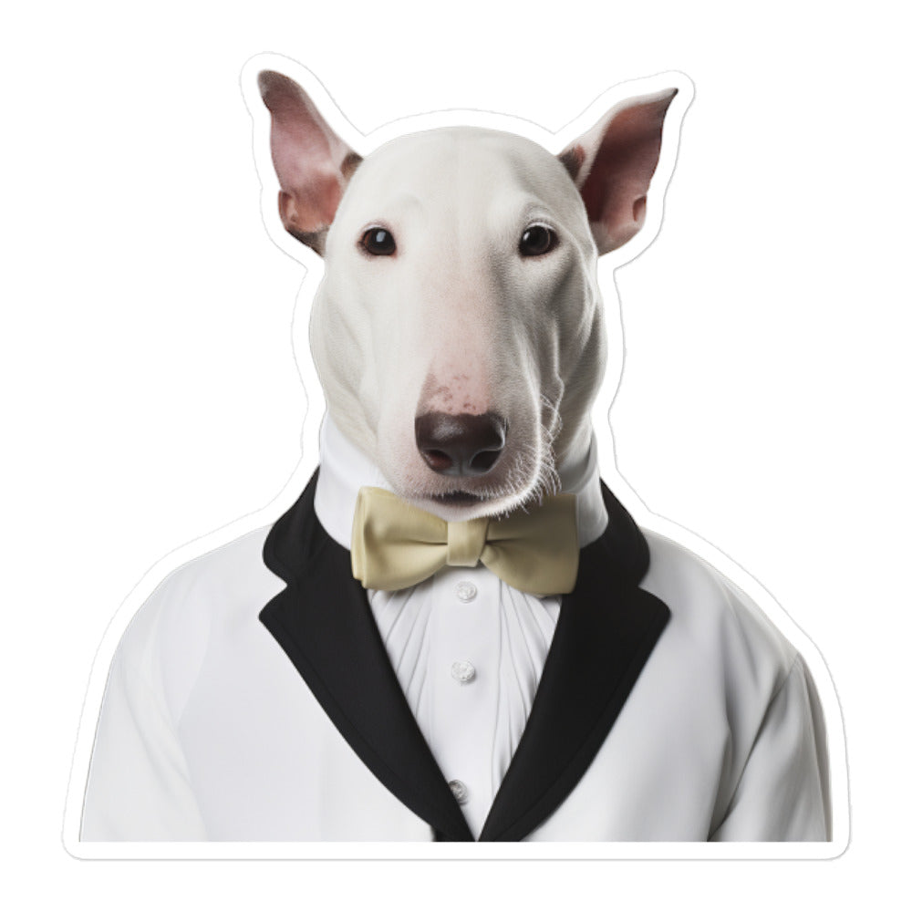 Bull Terrier Hotel Staff Sticker 🐶 from Stickerfy.ai