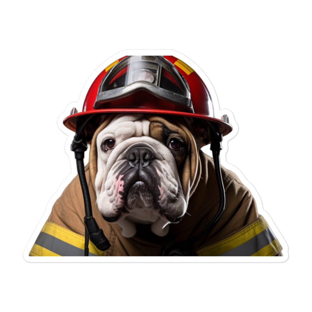 Bulldog Firefighter Sticker 🐶 from Stickerfy.ai