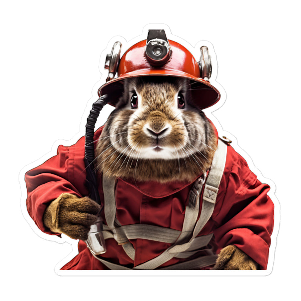 Flemish Giant Brave Firefighter Bunny Sticker 🐰 from Stickerfy.ai